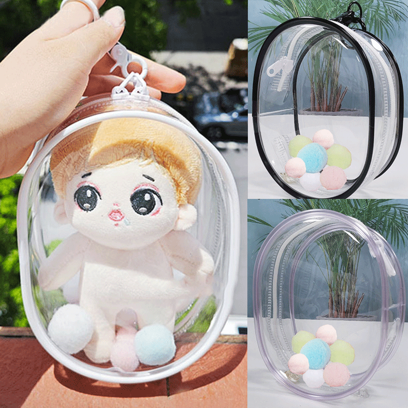 กระเป๋าสตางค์ แบบหนา ขนาด 15 ซม. สีโปร่งใส สําหรับใส่ตุ๊กตา Popmart ...