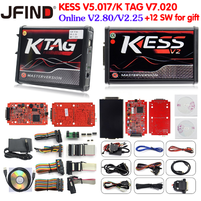 【Local stock】spot สินค้าkess V2 V2.80 V5.017 ออนไลน์ไม่จํากัด EU สีแดงรุ่น KTAG V2.25 V7.020 4 ...