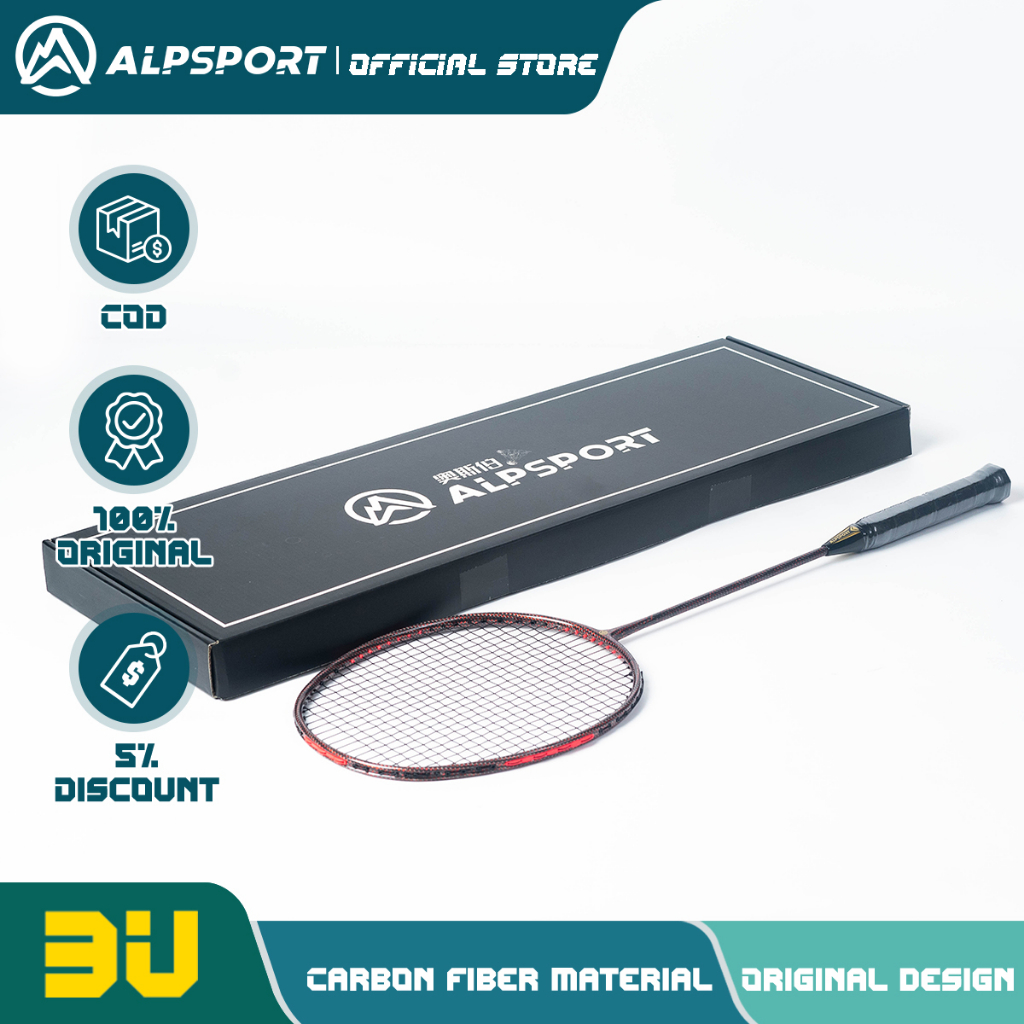 Alpsport ไม้แบดมินตันคาร์บอน K1 3U G5 35LBS 85 กรัม 1K | Shopee Thailand