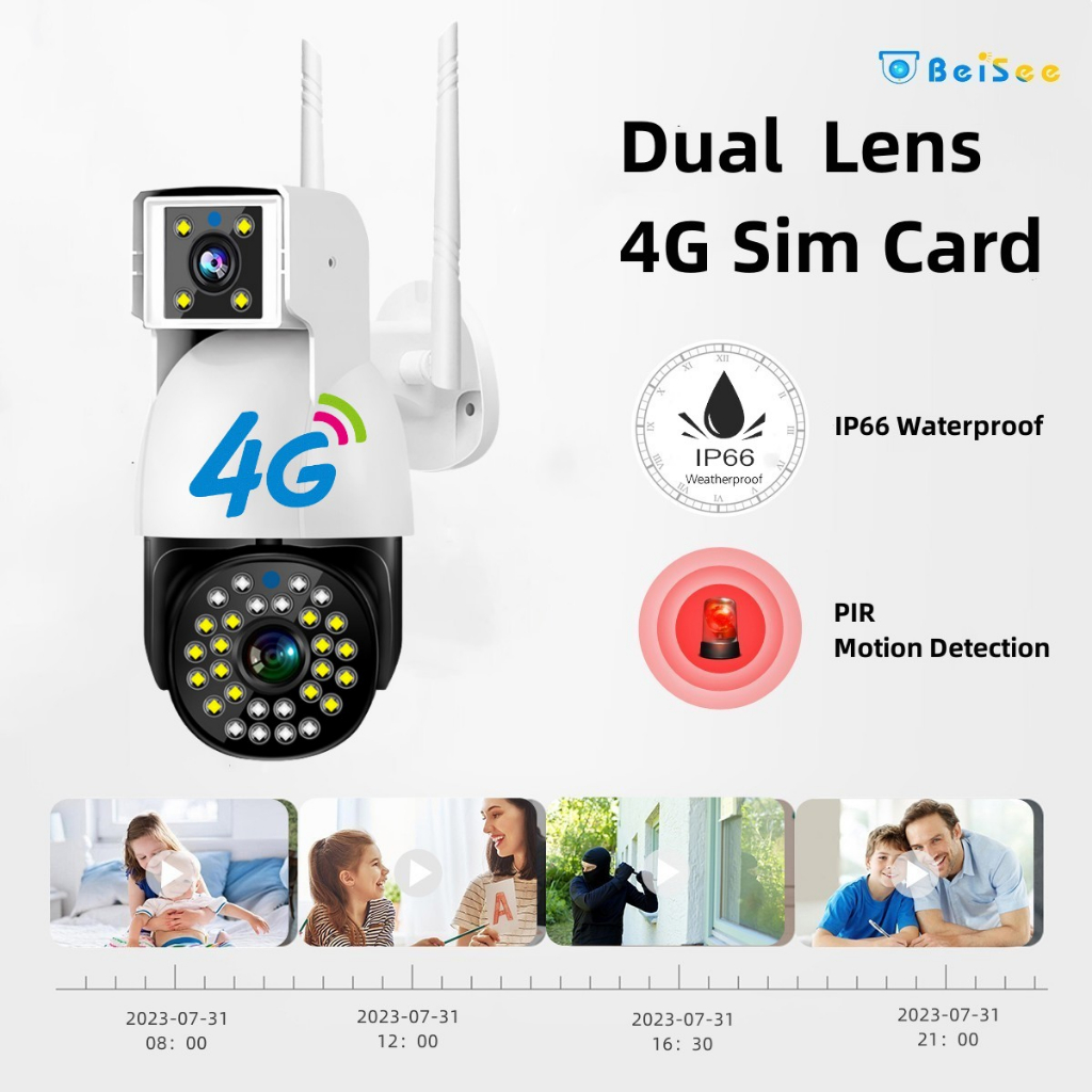 กล้องวงจรปิดไร้สาย V380 Pro 4MP 4G ซิมการ์ด IPX6 PTZ เวอร์ชั่นกลางคืน IR 360 องศา กันน้ํา V380 ...