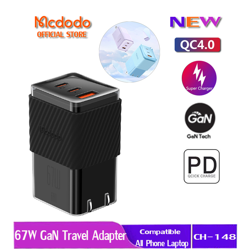 Mcdodo ที่ชาร์จ 67W 65W GaN QC 4.0 PD3.0 Type C ชาร์จเร็ว สําหรับแท็บเล็ต Xiaomi iPhone USB CH ...