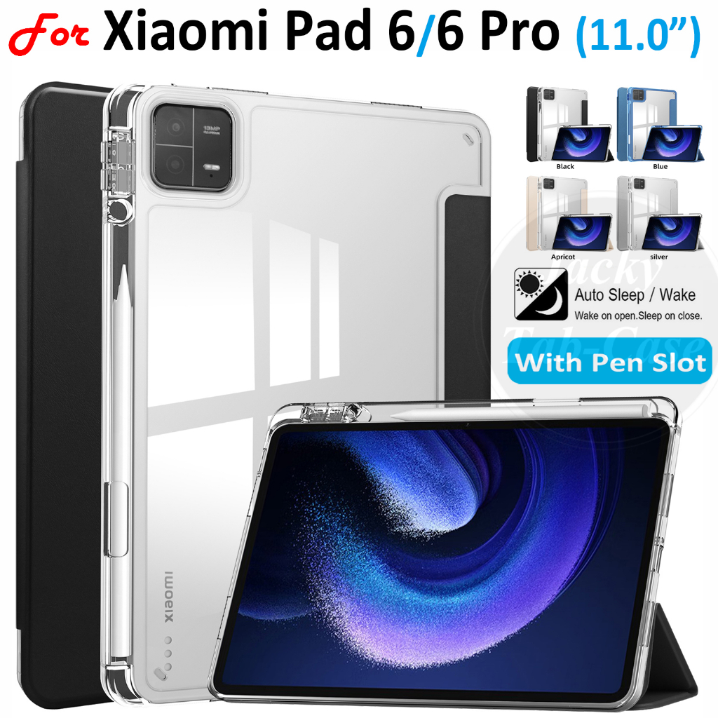 เคสหนัง PU แบบฝาพับ อะคริลิคใส พร้อมช่องใส่ปากกา คุณภาพสูง สําหรับ Xiaomi Pad 6 Pad6 Pro 11.0 ...