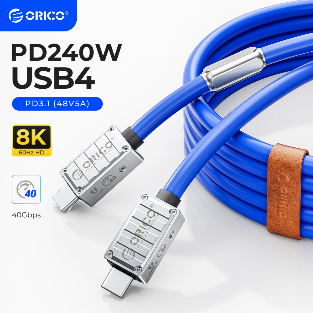 ORICO สายชาร์จ USB4 Type C 40Gbps PD240W 8K สําหรับแท็บเล็ต แล็ปท็อป แท็บเล็ต iPhone (240B1 ...