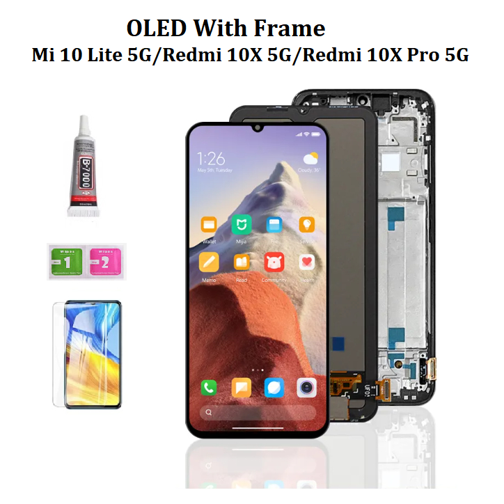Oled พร้อมกรอบ สําหรับ Redmi 10X PRO 5G MI 10 Lite 5G จอแสดงผล LCD พร้อมชุดประกอบหน้าจอสัมผัส ...