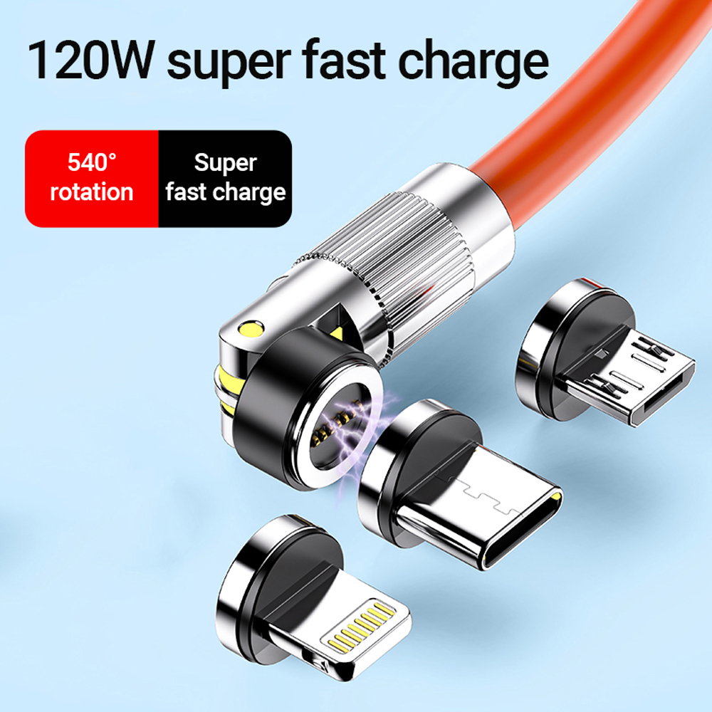 Hoco 3 in 1 สายชาร์จแม่เหล็ก 120W USB 6A Type C Micro 540 องศา 1 เมตร | Shopee Thailand