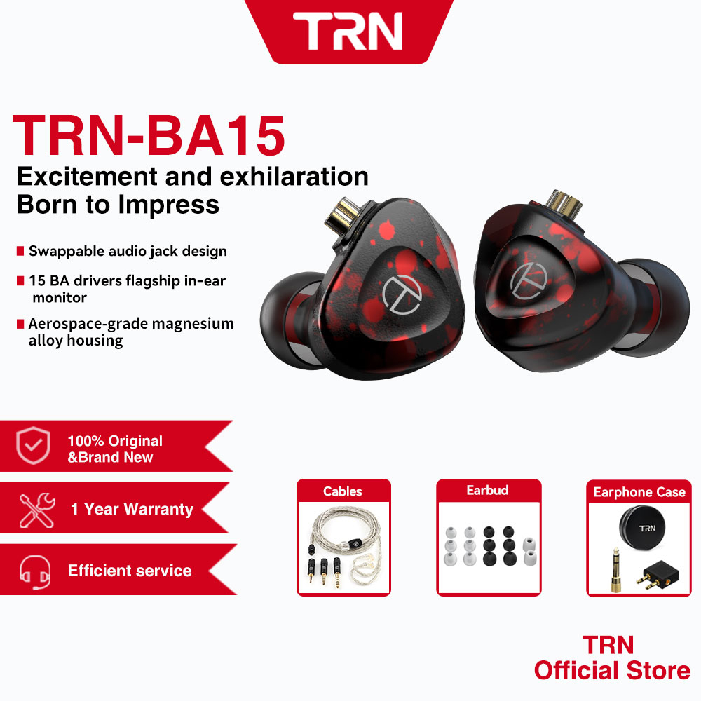 หูฟังอินเอียร์ TRN BA15 30BA HIFI DJ พร้อมสายเคเบิ้ล QDC TRN VX V90S ...
