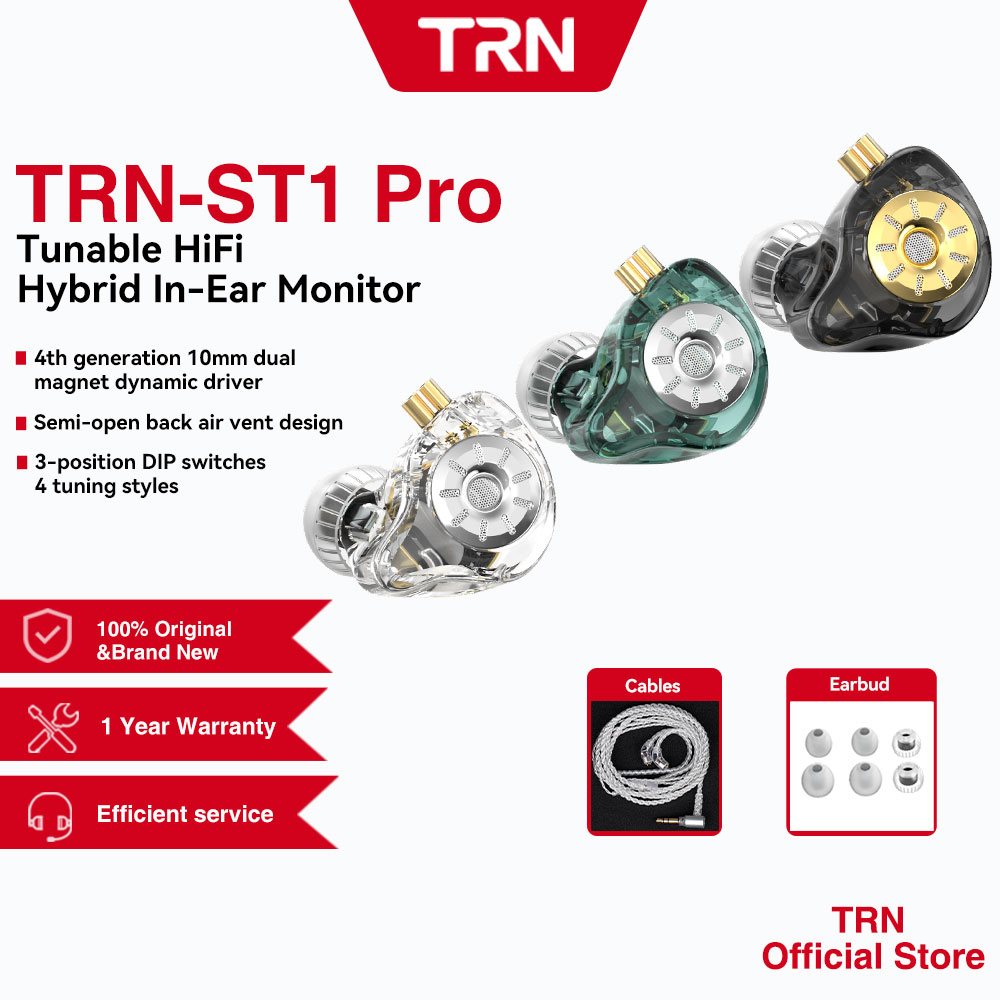 Trn ST1 PRO หูฟังอินเอียร์ 1DD 1BA ไดรเวอร์ไฮบริด พร้อมสวิตช์ปรับแต่ง ...