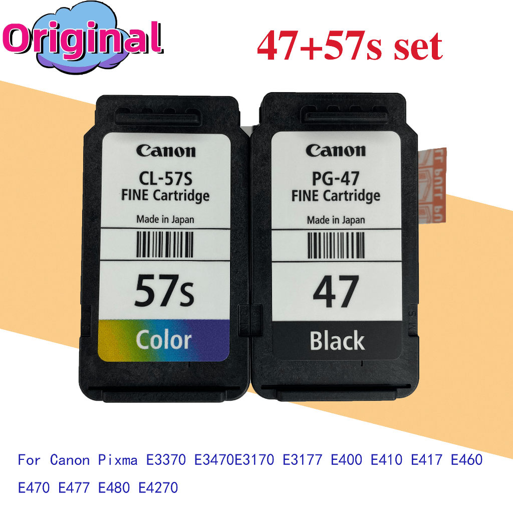 ตลับหมึก pg47 cl57 PG-47 CL-57 สําหรับเครื่องพิมพ์ Canon Pixma E400 E410 E460 E470 E480 E4270 ...