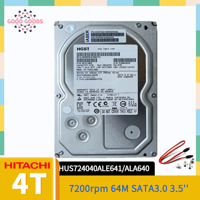 Hitachi/hgst 4TB HDD SATA3.0 6Gb/s 7200rpm 64M 3.5 นิ้ว CMR บันทึก ...
