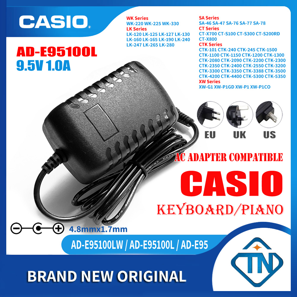อะแดปเตอร์พาวเวอร์ซัพพลาย 9.5V 1A AD-E95100LW สําหรับคีย์บอร์ดเปียโนไฟฟ้า Casio CTK-1550 CTK ...