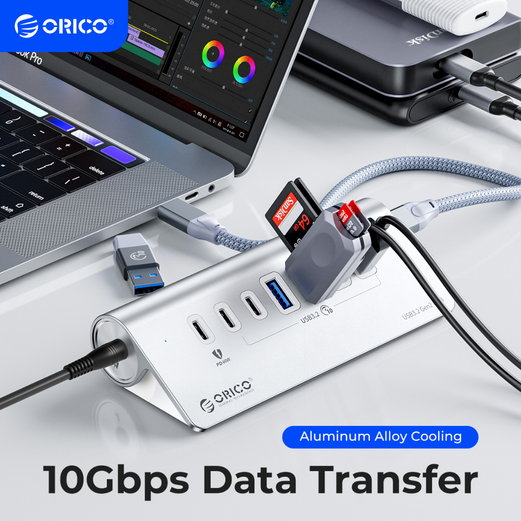 Orico USB C Hub 10Gbps USB 3.2 Gen 2 Hub 2 USB A พอร์ต 2 พอร์ต USB C ALUMInum USB Splitter พร้อม ...