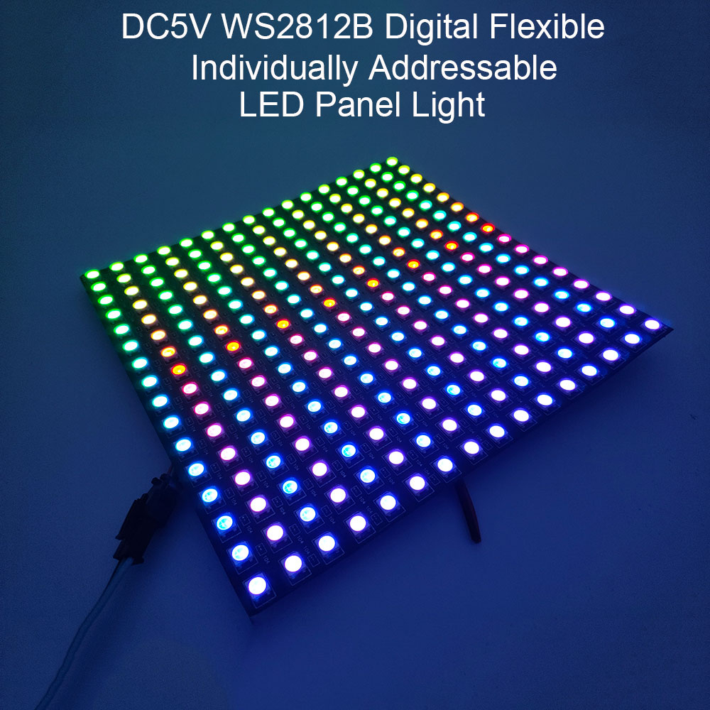 Dc5v WS2812 WS2812B RGB แผงโมดูลไฟ LED 8x8 16x16 8x32 หน้าจอเมทริกซ์ ...