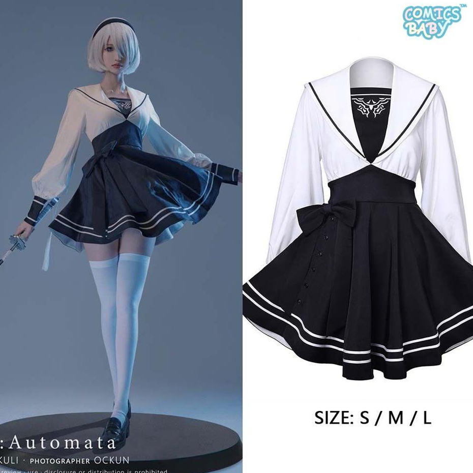 nier:automata ver1.1a 2B Miss cosplay Costume ของแท้ ชุดกะลาสี ปักลาย ...