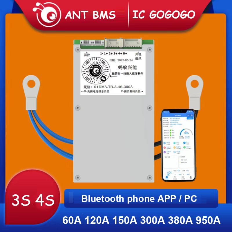 บอร์ดป้องกันแบตเตอรี่ลิเธียมไอออน PC บลูทูธ 3S 4S ANT BMS 12V 950A 60A ...