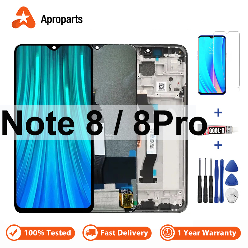 หน้าจอแสดงผล LCD ดิจิไทเซอร์ พร้อมกรอบ สําหรับ Xiaomi Redmi Note 8 Note8 Pro M1908C3JH M1906G7I ...