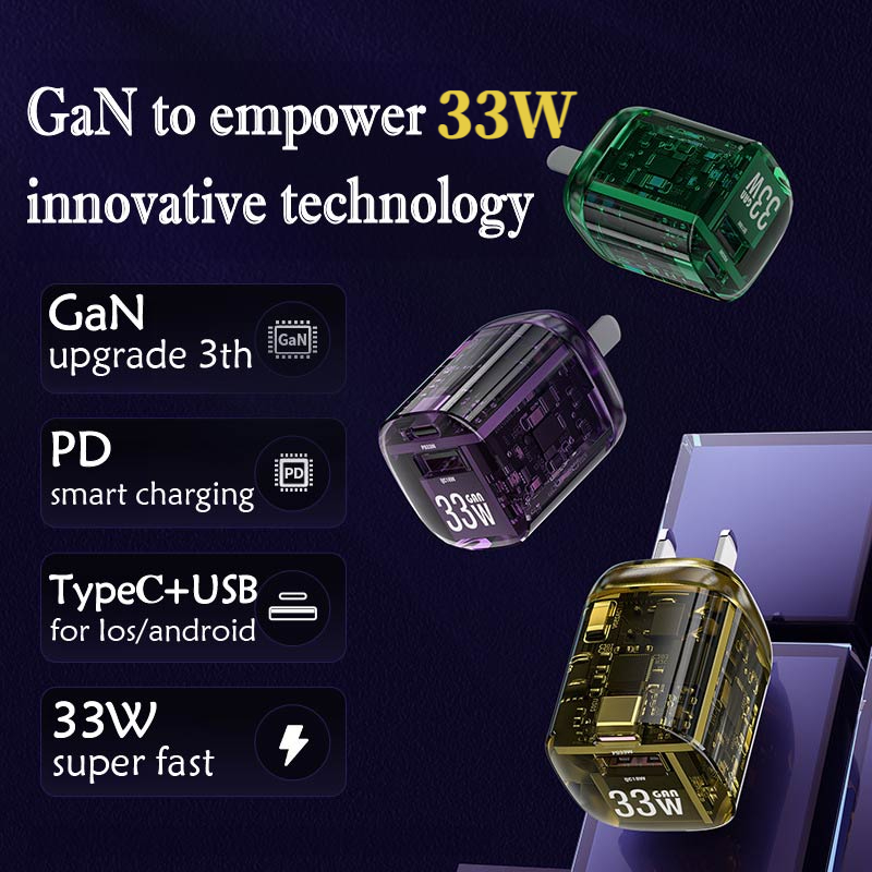 Wekome PD 33W GaN Type C + USB ที่ชาร์จเร็วจริง พอร์ตคู่ ที่ชาร์จ สําหรับ iPhone samsung ...