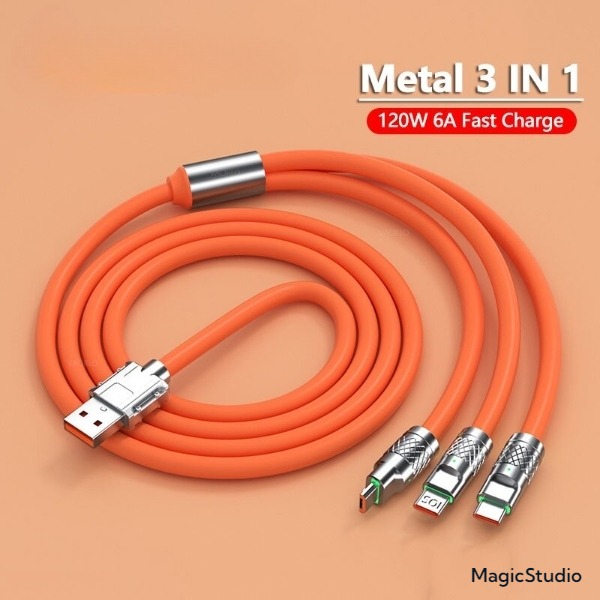 3 In 1 120W 6A Super Fast Charge Type C 120W Super Fast Charge Cable ...