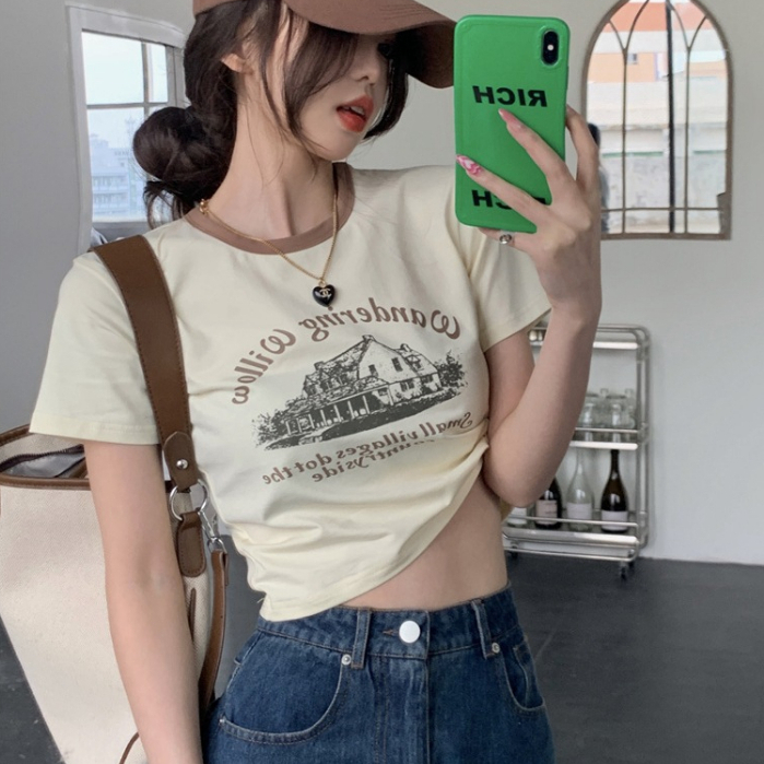 【WANG JIAO ZHAN】 เสื้อยืดแขนสั้นพิมพ์ลายวินเทจสไตล์อเมริกัน | Shopee ...