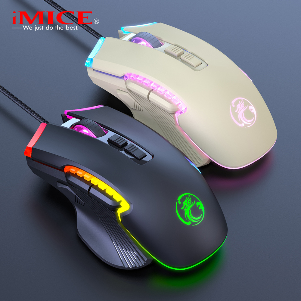 Imice T70 เกมแบบมีสายเมาส์เกม Luminous สีสัน RGB โปรแกรมเมาส์ 8D ...
