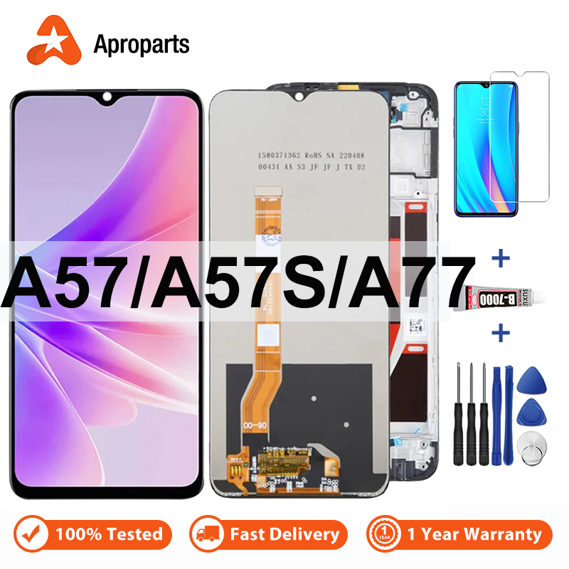 อะไหล่หน้าจอสัมผัส LCD แบบเปลี่ยน สําหรับ OPPO A57 A77 4G 5G A57S ...