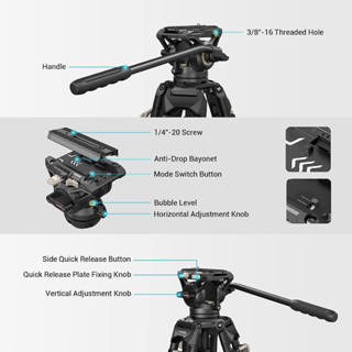 SmallRig AD-01 Video Tripod System, 73" Heavy Duty Tripod with 360 ...
