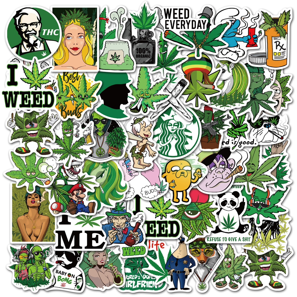 Random Pattern 50 Pcs Leaf Waterproof Sticker สติ๊กเกอร์กันน้ำลายสุ่ม ...