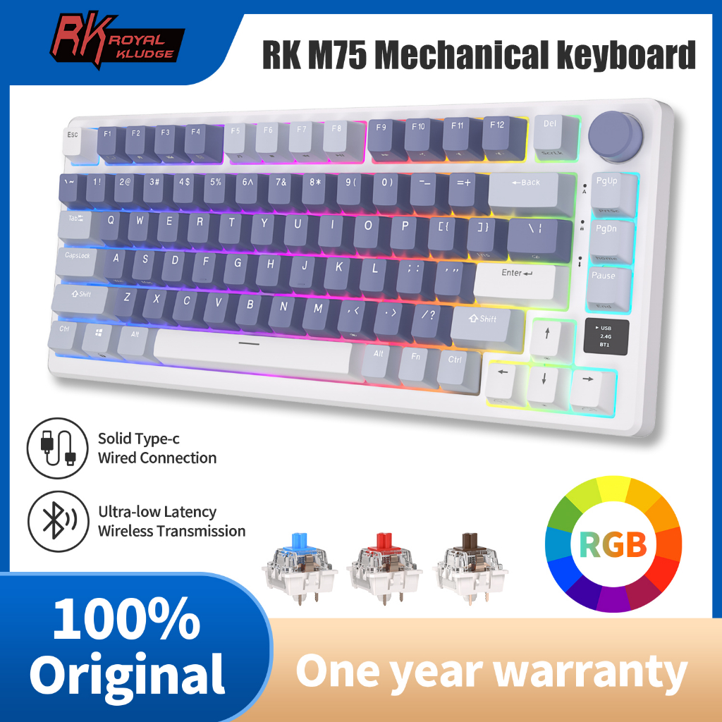 Rk Royal Kludge RK M75 75% RGB Hotswap 3 โหมด คีย์บอร์ดเมคคานิคอล 2 ...