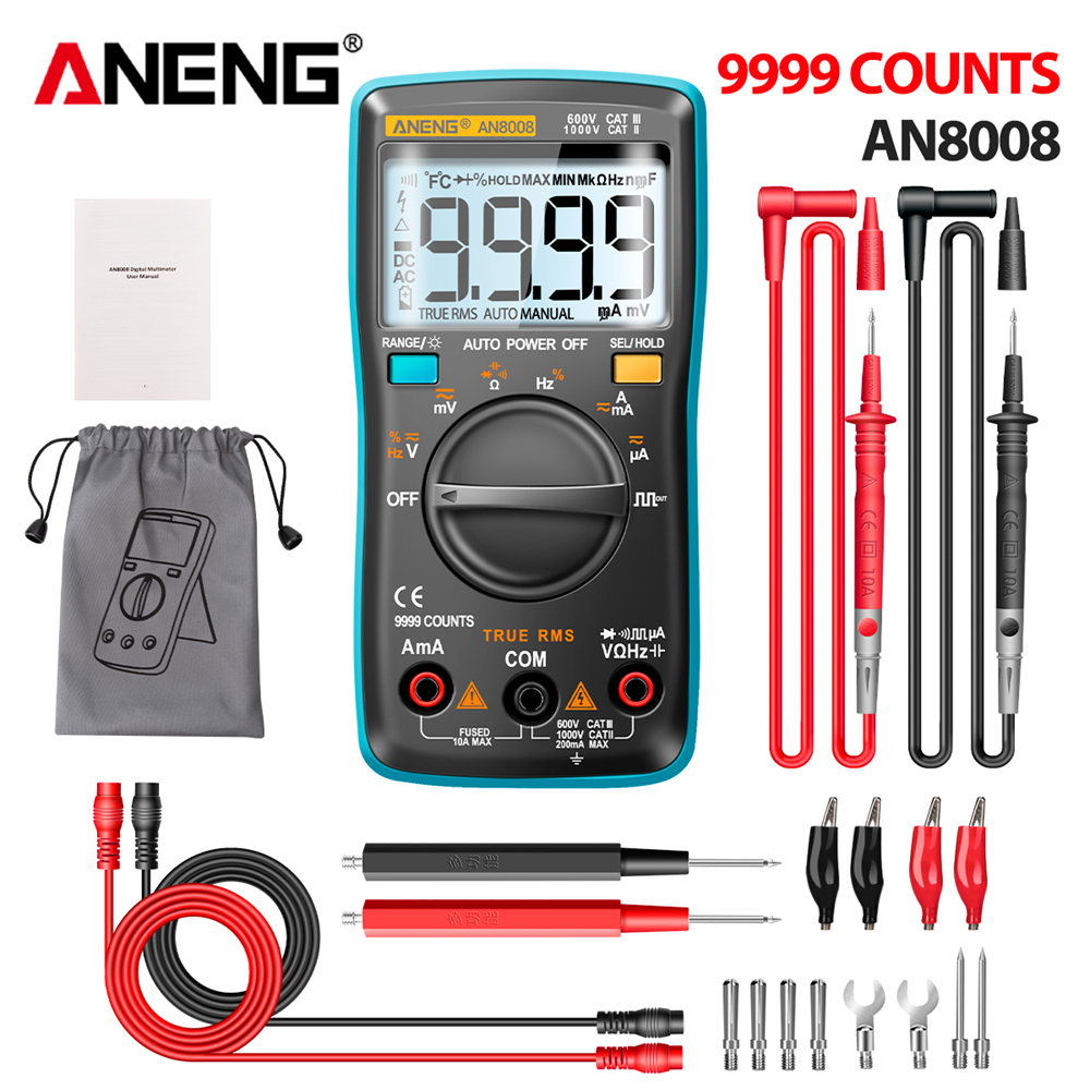 Aneng AN8008 9999 เครื่องมัลติมิเตอร์ AC/DC วัดแรงดันไฟฟ้า แอมมิเตอร์ ...