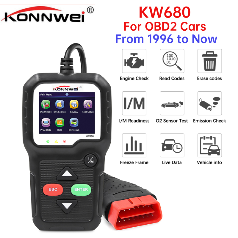Konnwei KW680 เครื่องสแกนเนอร์วินิจฉัยรถยนต์ OBD2 | Shopee Thailand
