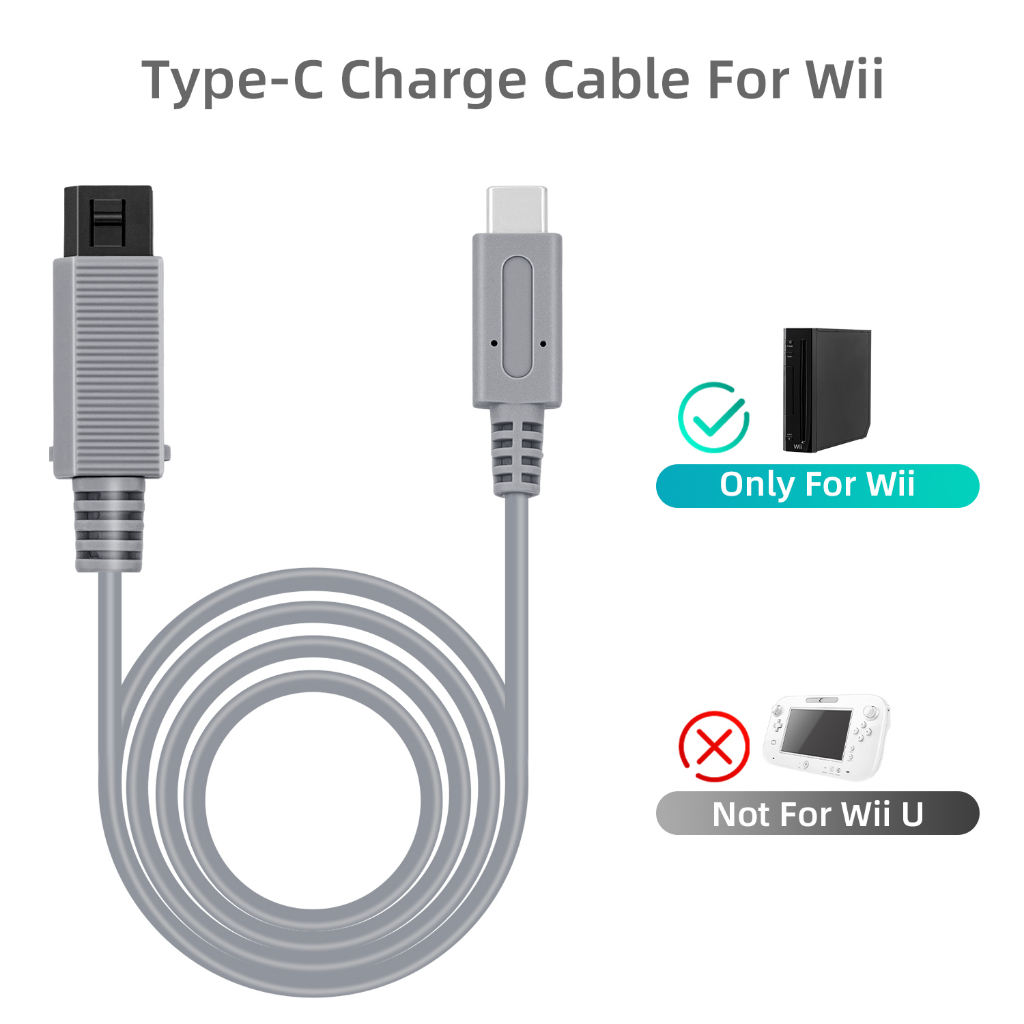 สายชาร์จ Type C ยาว 2 เมตร สําหรับ Wii สีเทา | Shopee Thailand
