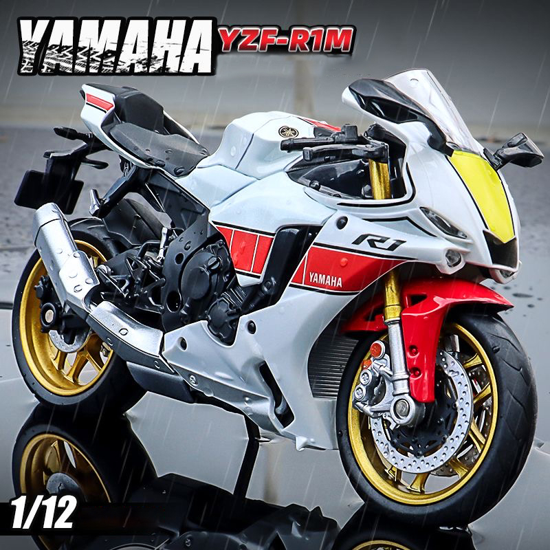 โมเดลรถจักรยานยนต์ สเกล 1:12 Yamaha YZF R1M Diecast Car Sound Light Car ...