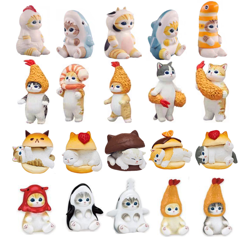 5 ชิ้น/เซ็ต Mofusand Kawaii Tempura กุ้งทอด Shark Cat Action Figure ของ ...