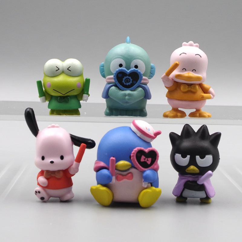 SANRIO โมเดลฟิกเกอร์ PVC อนิเมะ Kuromi Pochacco Keroppi Frog Badtz-maru Penguin Duck Q Version ...