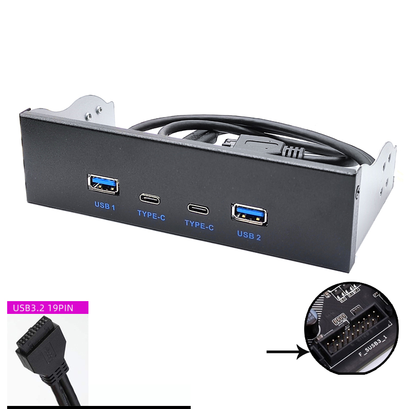 ฮับ USB-C และ USB 3.0 4 พอร์ตด้านหน้า เป็นเมนบอร์ด USB3.0 20Pin สําหรับ ...