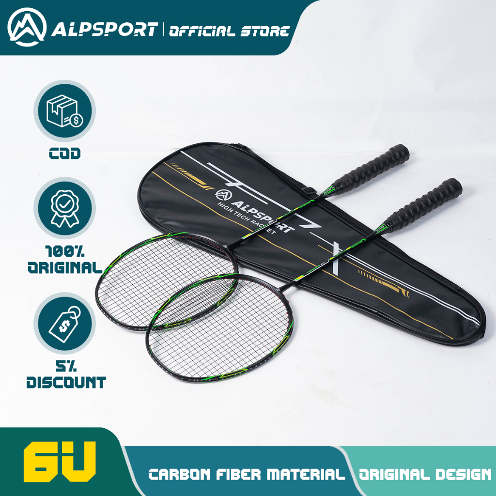 Alpsport FN ไม้แบดมินตัน คาร์บอนไฟเบอร์ 6U 72 กรัม 100% น้ําหนักเบา พร้อมกระเป๋า และสายเอ็น ...