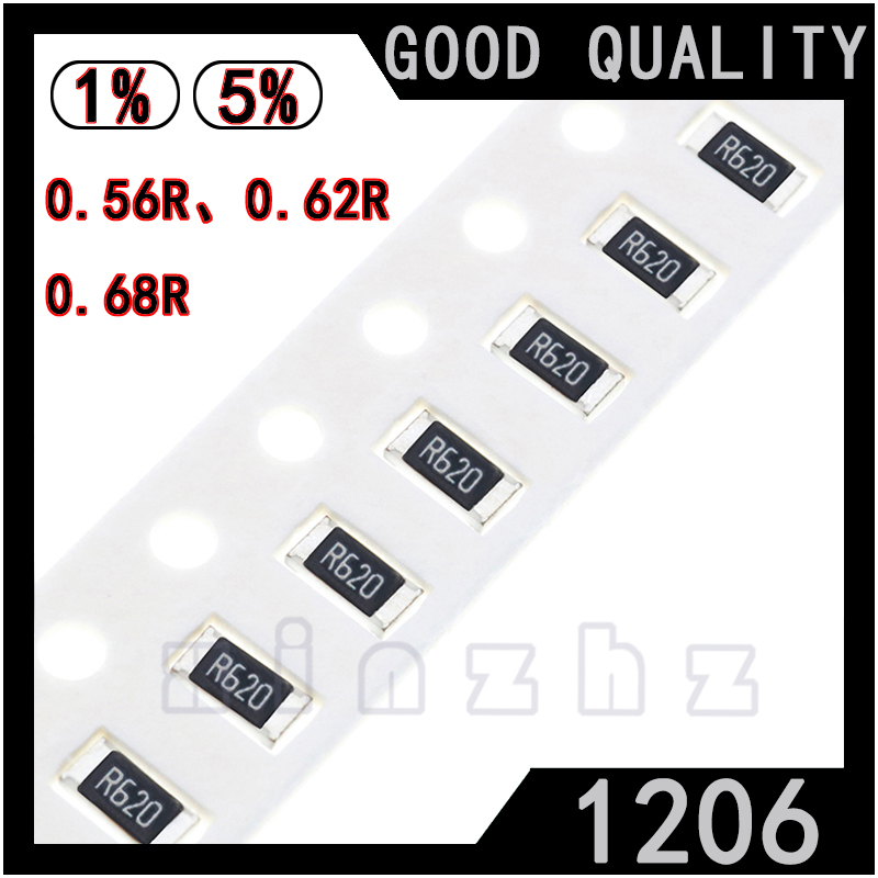 ตัวต้านทานชิป SMD 1206 1% 5% ความแม่นยําสูง 0.56RΩ 0.62R 0.68R โอห์ม ...