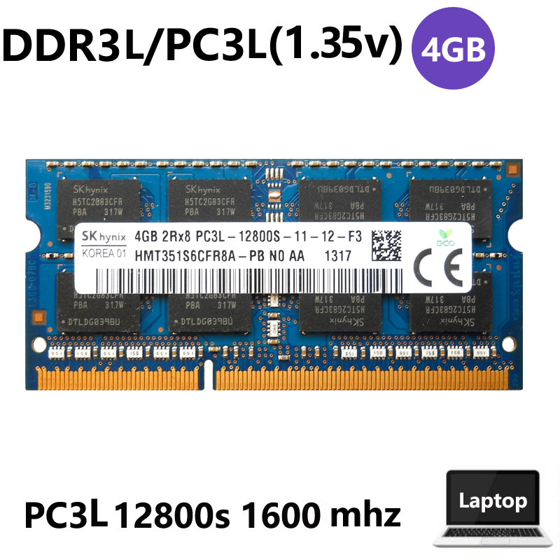 แรมหน่วยความจําแล็ปท็อป โน้ตบุ๊ก สําหรับ SK Hynix 4GB 2Rx8 PC3L-12800s 1.35V DDR3L 1600mhz ...
