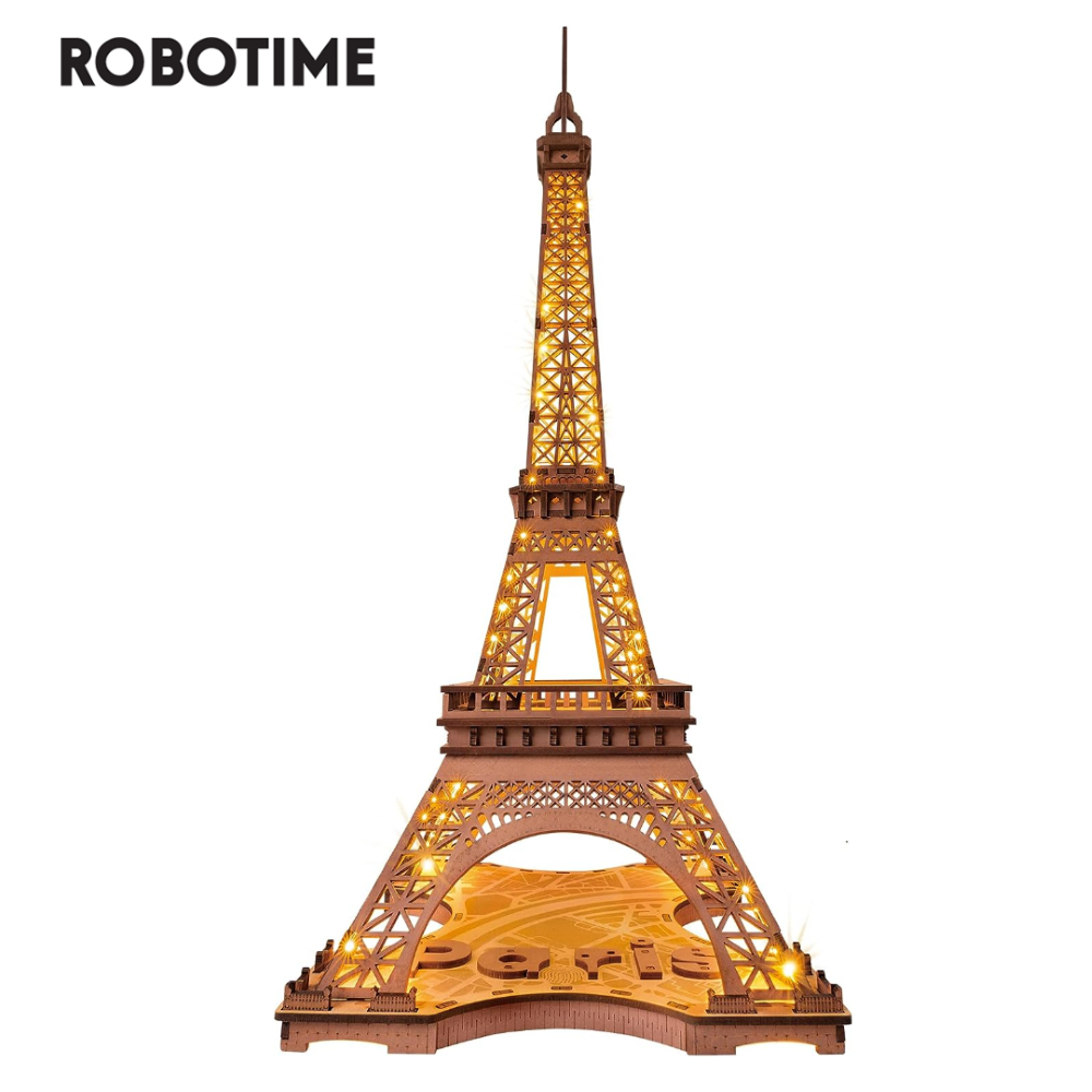 Robotime Rolife 3D ปริศนาไม้รุ่นหอไอเฟลอาคารชุดไฟ LED Xmas Brithday ของขวัญสําหรับเด็กเด็ก ...