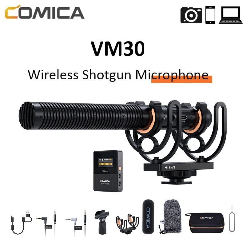 Comica CVM VM30 ไมโครโฟนไร้สาย 2.4G Super Cardioid Shotgun พร้อมเมาท์ช็อต สําหรับกล้อง Dslr ...