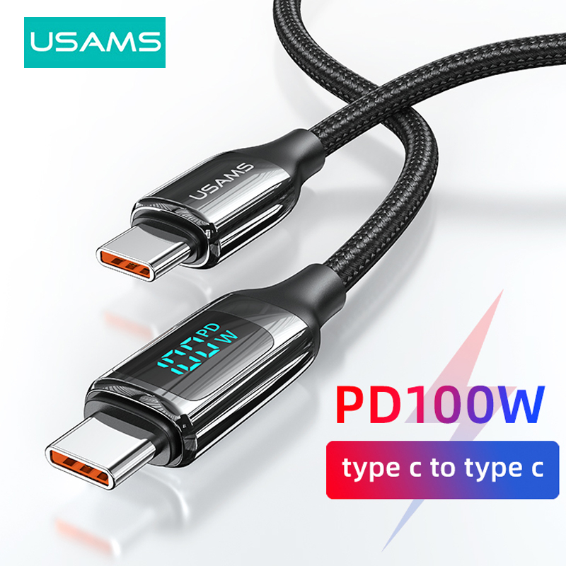 Usams PD 5A 100W คู่ USB-C LED สายเคเบิลข้อมูลการชาร์จอย่างรวดเร็ว จอแสดงผลดิจิตอล สําหรับ ...