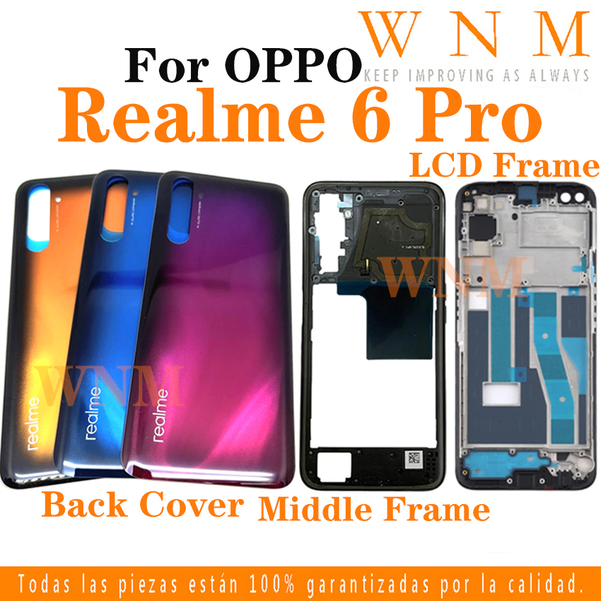 ใหม่สําหรับOppo Realme 6 Pro 6pro 6 + LCDกรอบด้านหน้าBezelกลับแบตเตอรี่ ...