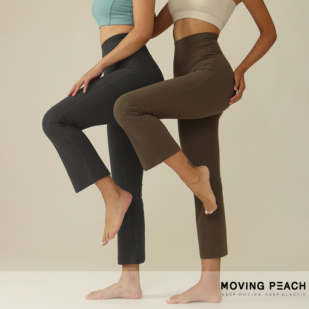 Moving Peach กางเกงขาบาน กางเกงโยคะ พิลาทิส เอวสูง ระบายอากาศ สําหรับ ...