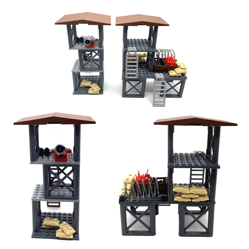 Ww2 Army Sentry Tower MOC อิฐทหาร Cannon รั้วสุทธิ Building Blocks ...