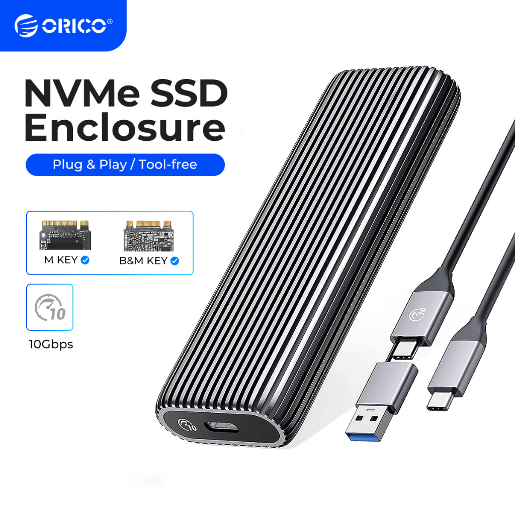 Orico ฟรีเครื่องมืออลูมิเนียม M2 NVMe SSD Enclosure 10Gbps PCIe ประเภท ...