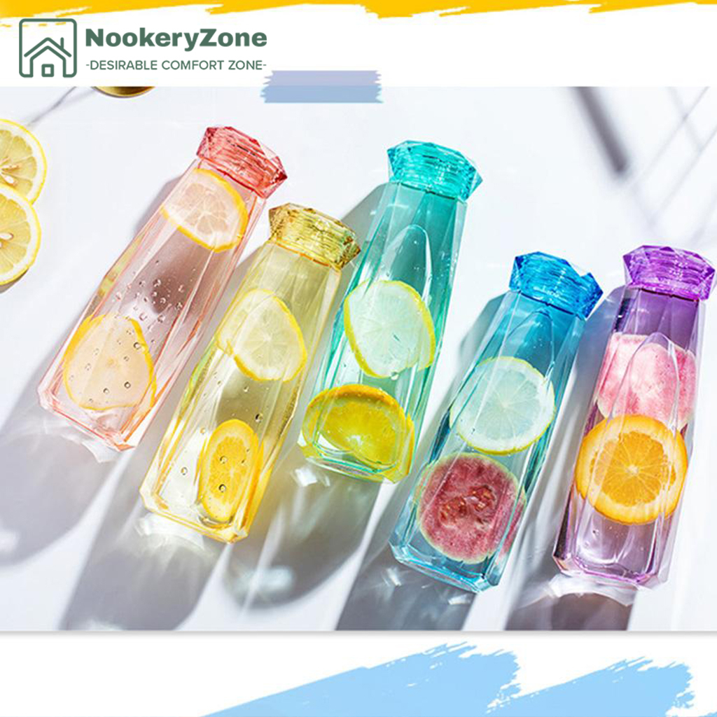 NookeryZone กระบอกน้ำแก้วแบบใส A300 แก้วคริสตัล 420ML กระติกน้ำ ขวดแก้วคริสตัล มีให้เลือก 5 สี ...