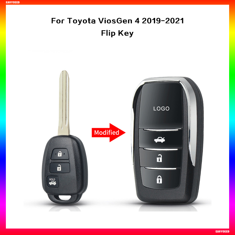 เคสรีโมตกุญแจรถยนต์ พร้อมโลโก้ แบบเปลี่ยน สําหรับ Toyota Vios flip key ...