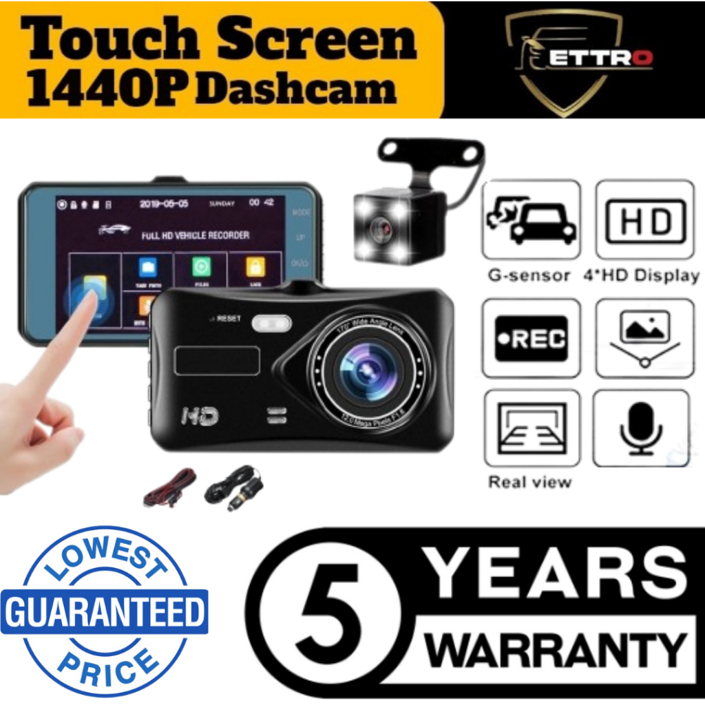 【5 years warranty】4 inch Car Video Recorder Dash Cam 1440P Dual lens ...