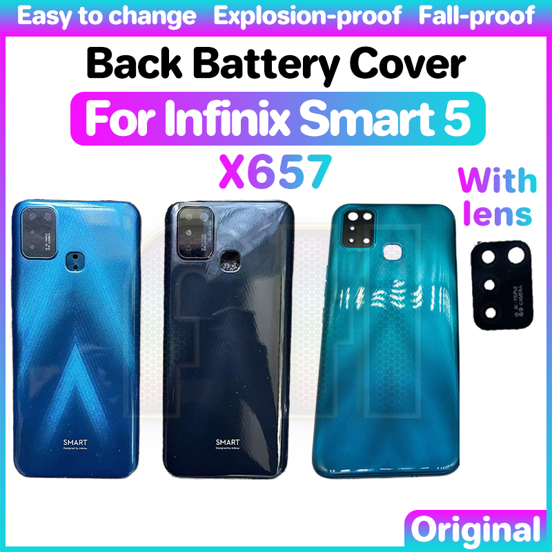ฝาหลังแบตเตอรี่กระจกสําหรับ Infinix Smart 5 X657 X657B x657c ด้านหลัง ...