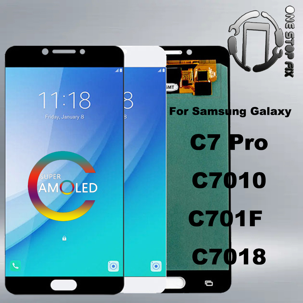 หน้าจอแสดงผล AMOLED ของแท้ สําหรับ Samsung Galaxy C7010 หน้าจอ LCD C7 Pro SM-C7010Z C7pro ...