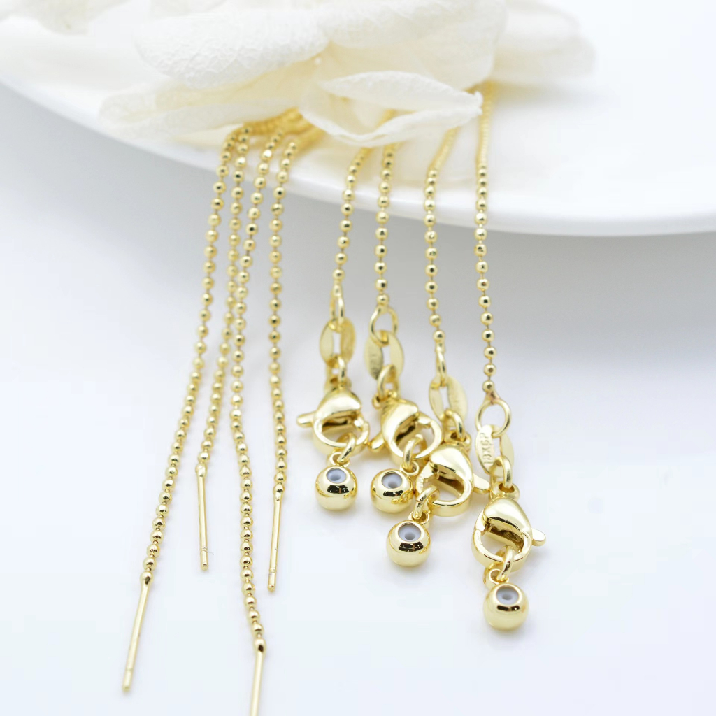 手สร้อยข้อมือ diy Universal 14K Vintage 1.0 Bead Fine Chain Bracelet | Shopee Thailand